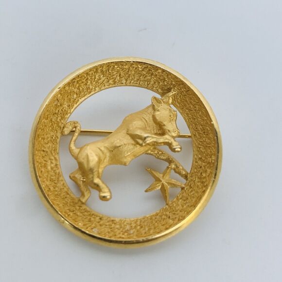 Trifari | Jewelry | Vintage Crown Trifari Taurus Bull Zodiac Astrology ...